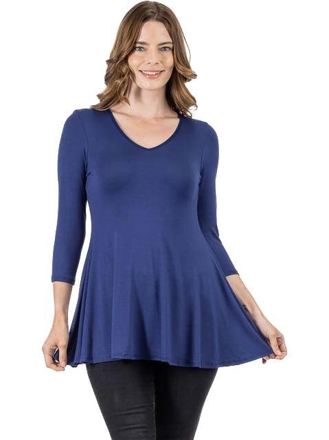 24SEVEN COMFORT APPAREL V-neck Sleeveless Maxi Dress With Belt - Navy