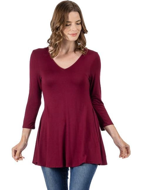24SEVEN COMFORT APPAREL V-neck Sleeveless Maxi Dress With Belt - Wine
