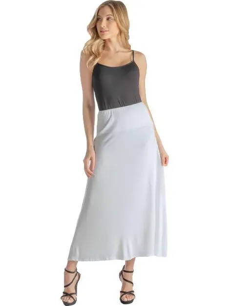 24SEVEN COMFORT APPAREL Elastic Waist A-line Maxi Skirt - White