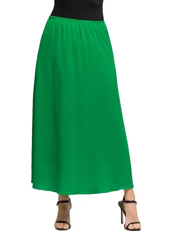24SEVEN COMFORT APPAREL A-line Maxi Skirt With Elastic Waist - Green