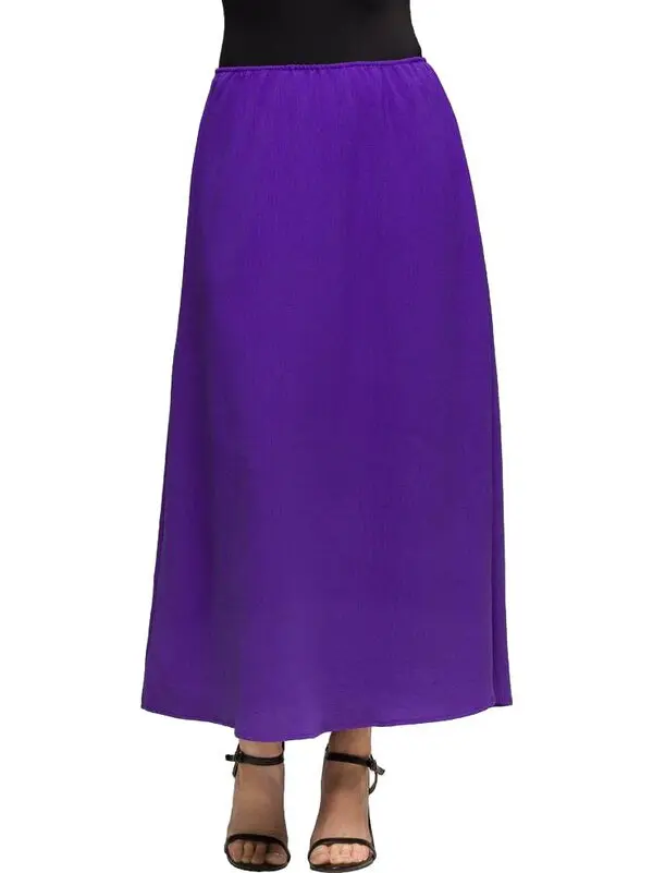 24SEVEN COMFORT APPAREL A-line Maxi Skirt With Elastic Waist - Purple