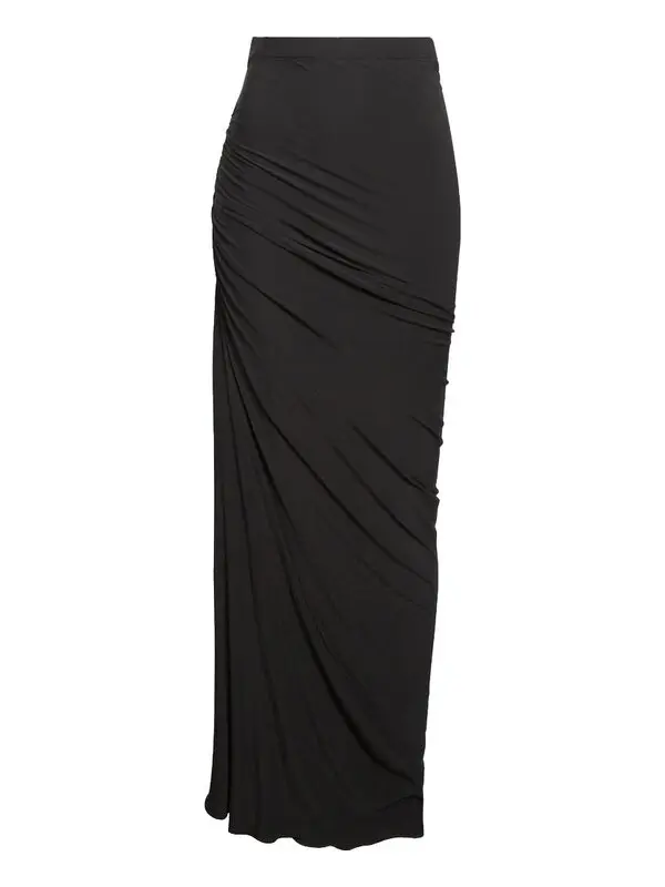 Alaïa Soft Jersey Draped Maxi Skirt - Noir Alaia