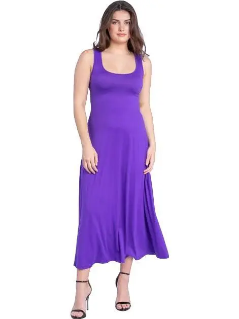 24SEVEN COMFORT APPAREL Slim Fit A-line Sleeveless Maxi Dress - Lilac