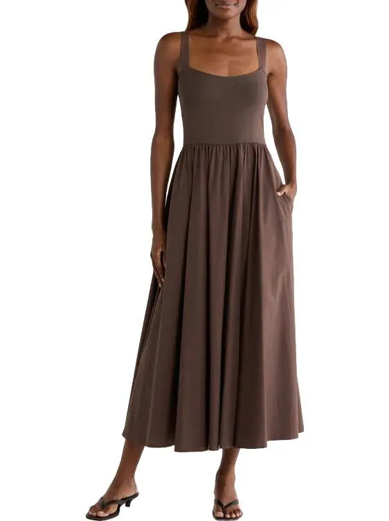 MELLODAY Fit & Flare Sundress - Chocolate