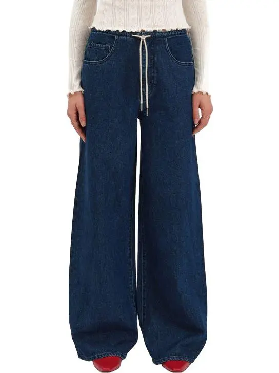 DAZE Madison Tie Waist Wide Leg Jeans - Moonlight Rinse