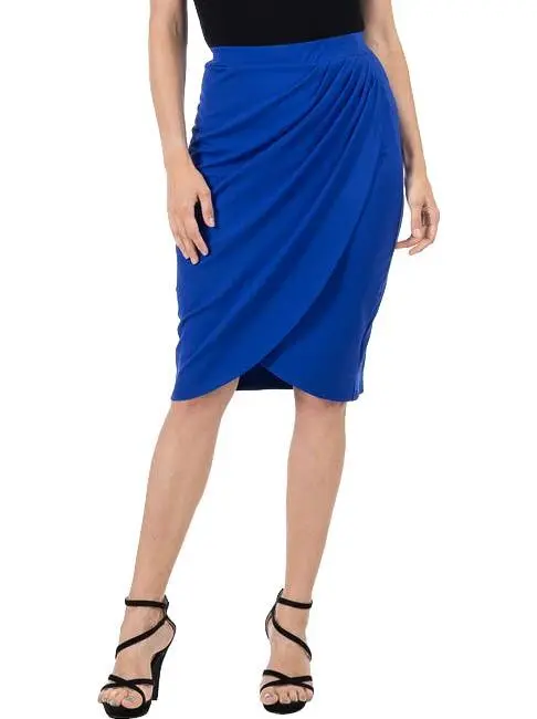 24SEVEN COMFORT APPAREL Elastic Waist Tulip Pencil Skirt - Royal