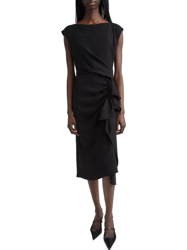 Max Mara Aia Draped Cady Dress - Black