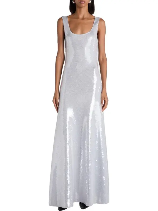 Bottega Veneta Sleeveless Sequin Gown - Grey