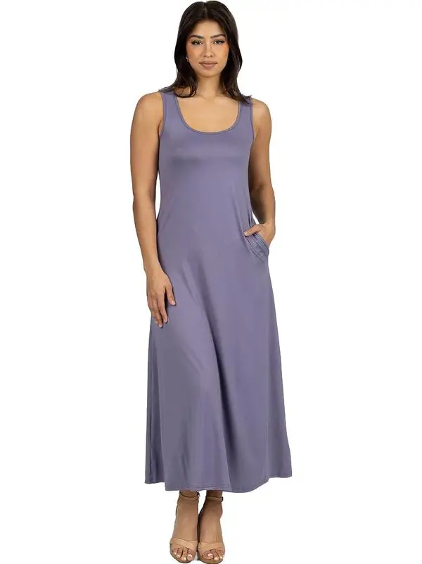 24SEVEN COMFORT APPAREL Sleeveless Maxi Dress With Pockets - Mauve