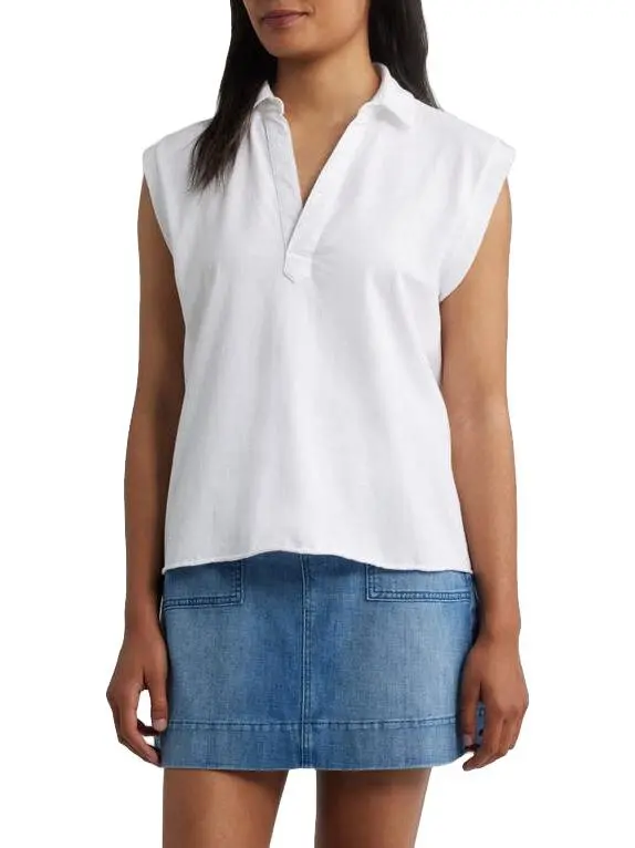Frank & Eileen Sleeveless Collared Top - White