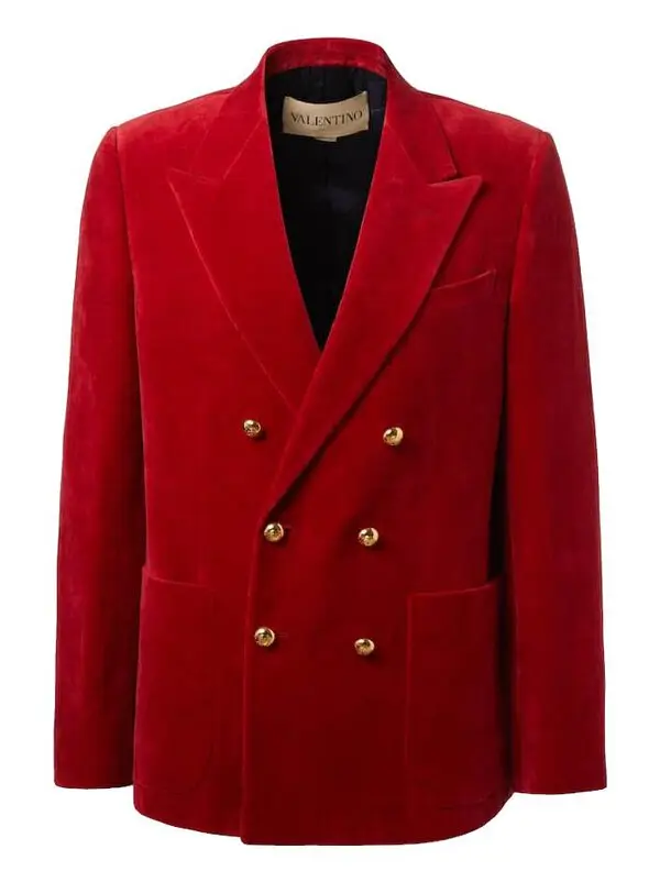 Valentino Garavani Cotton And Linen Velvet Blazer - Red