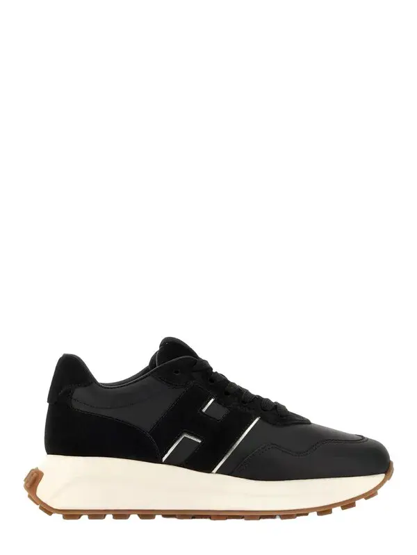 Hogan Leather Panelled Sneakers - Black