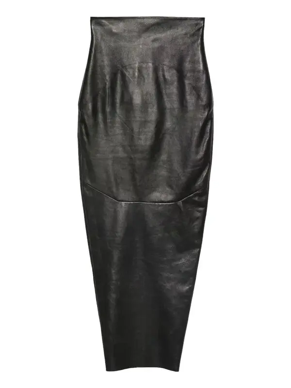 Rick Owens Leather Maxi Skirt - Black