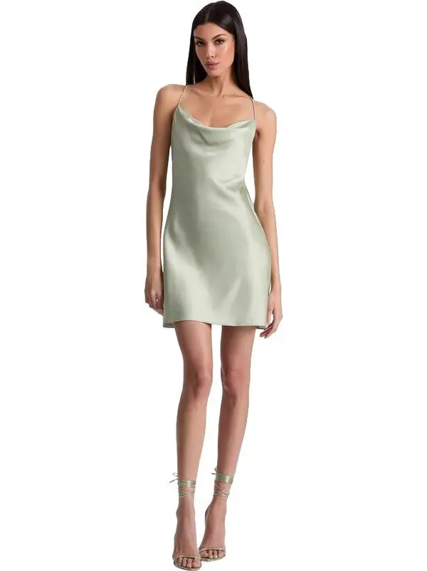 Alice + Olivia Harmony Cowl Back Mini Slip Dress - Green