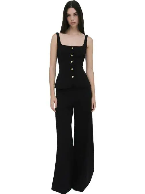 Rosetta Getty Bias Cut Wide-leg Pant - Black