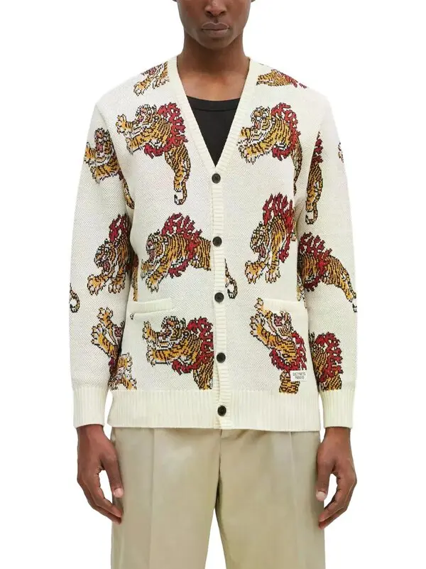 WACKO MARIA X Tim Lehi Tiger-patterned Cardigan - Neutrals
