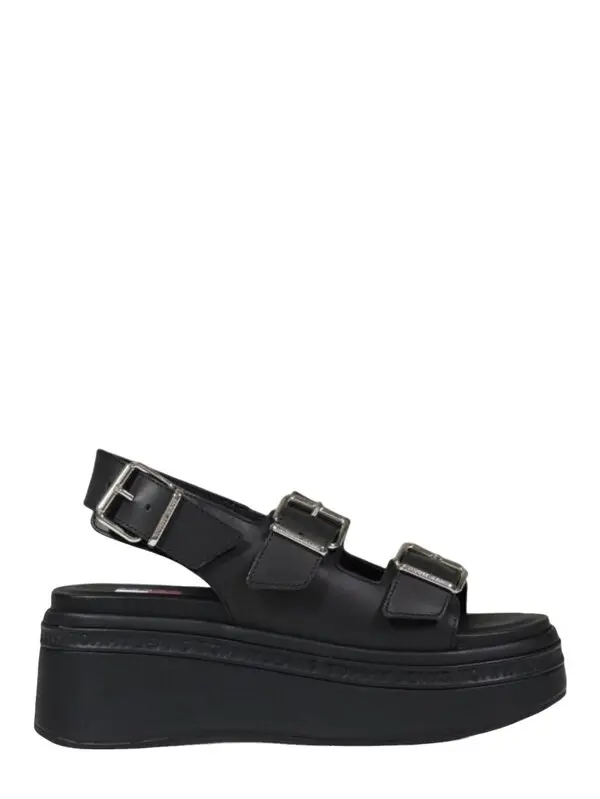 Tommy Hilfiger Platform Sandals With Buckle Detail - Black