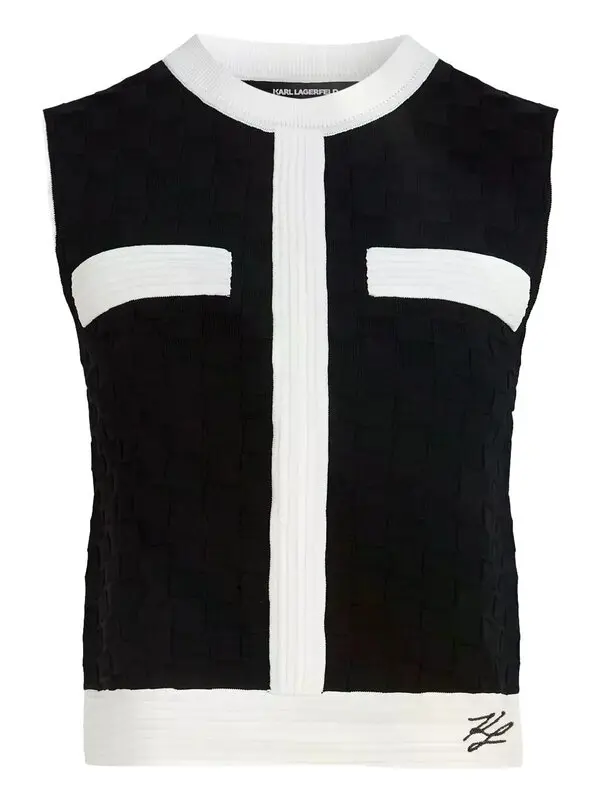 Karl Lagerfeld Contrast-piping Sleeveless Top - Black