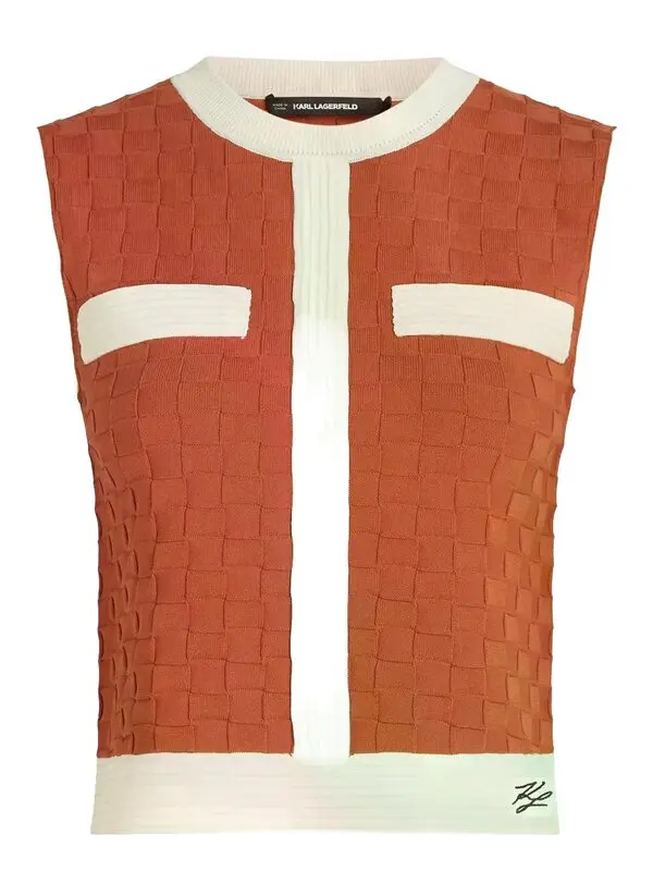 Karl Lagerfeld Contrast-piping Sleeveless Top - Orange