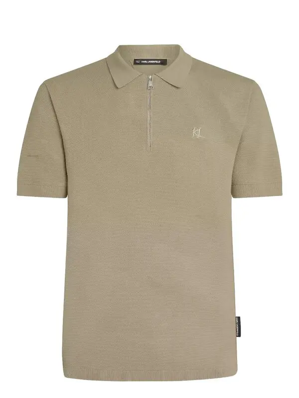 Karl Lagerfeld Half-zip Polo Shirt - Neutrals