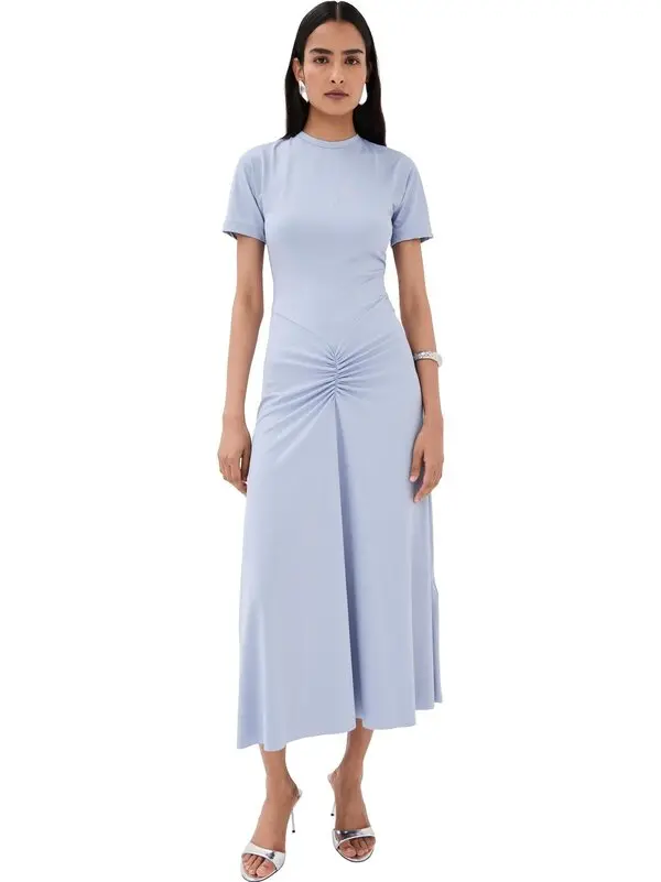 Victoria Beckham Gathered Waist T-shirt Midi Dress - Delphinium