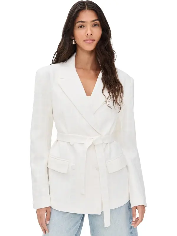 Rangel Amber Belted Blazer - White