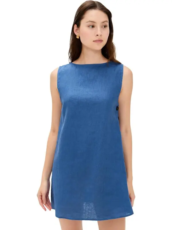 VRG GRL Annabelle Linen Mini Dress - Blue