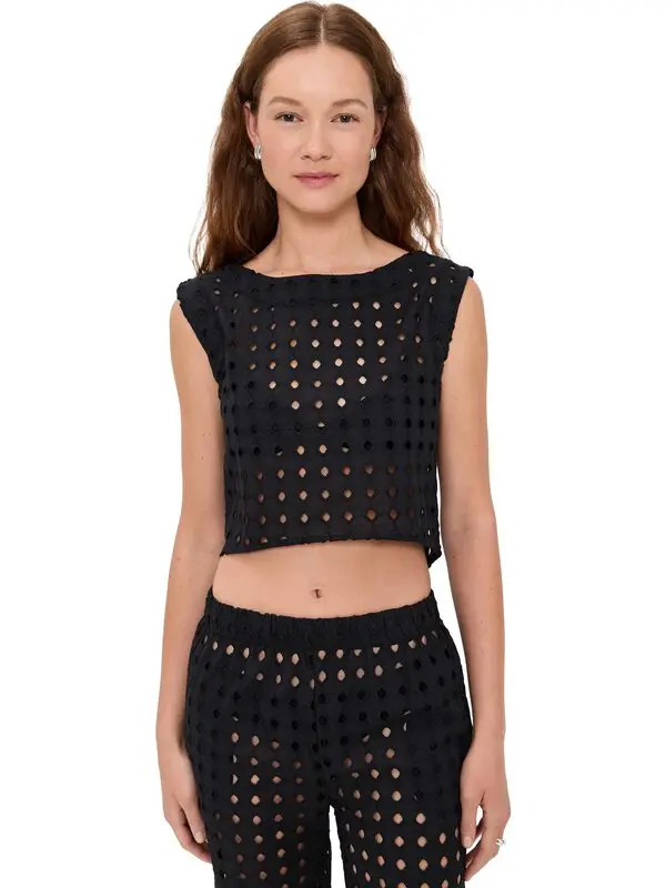 LE BOP Eyelet Odette Top - Black