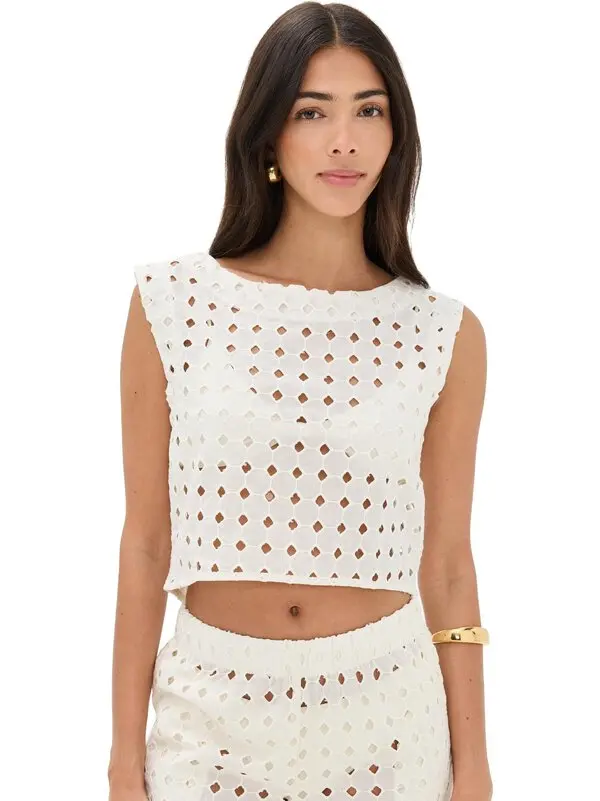 LE BOP Eyelet Odette Top - Ivory