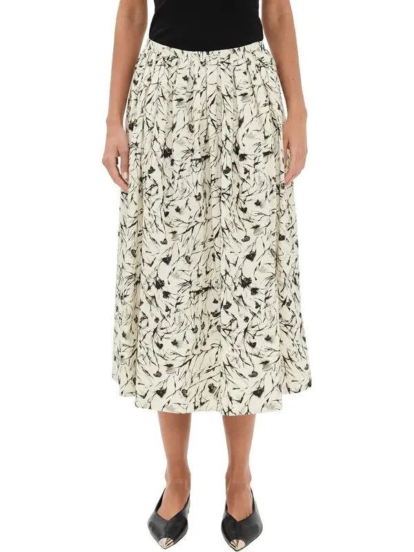 Proenza Schouler White Label Floral Printed Austin Skirt - Light Butter/black