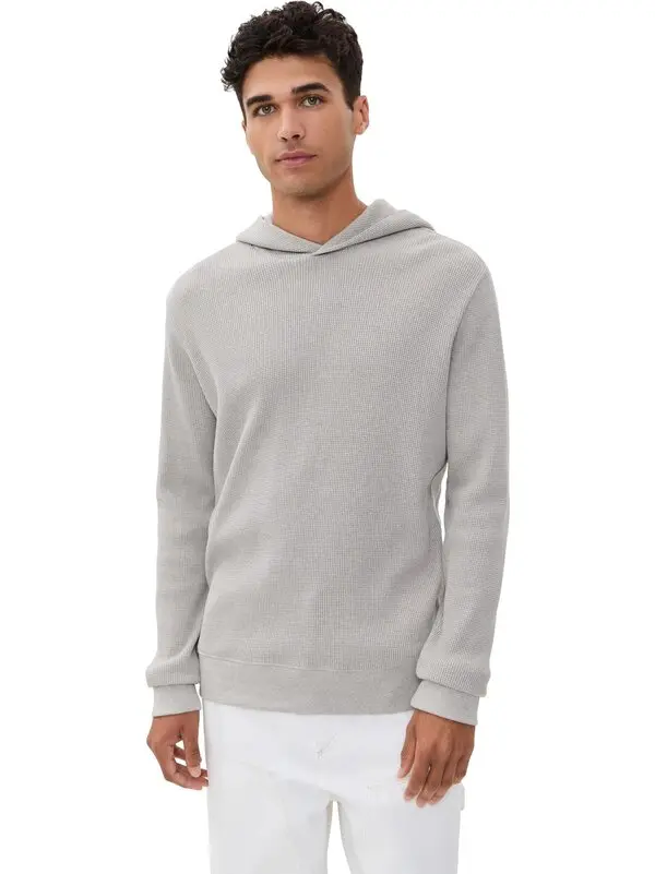 Vince Mouline Thermal Pullover Hoodie - Putty/off White