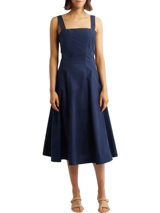 FRNCH Alfreda Fit & Flare Midi Dress - Bleu Marine