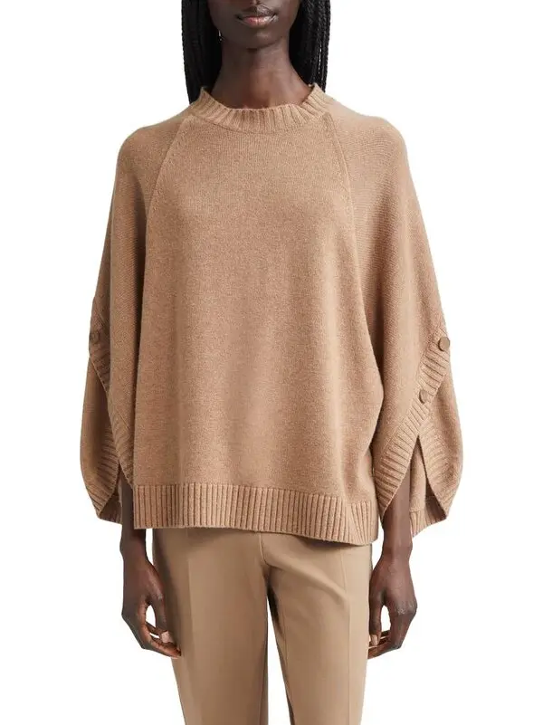 Max Mara Ampex Cape Sleeve Wool & Cashmere Sweater - Hazelnut Brown