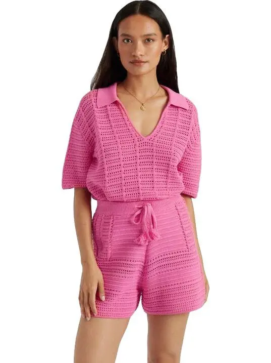 Chinti & Parker Cotton Crochet Shirt - Pink