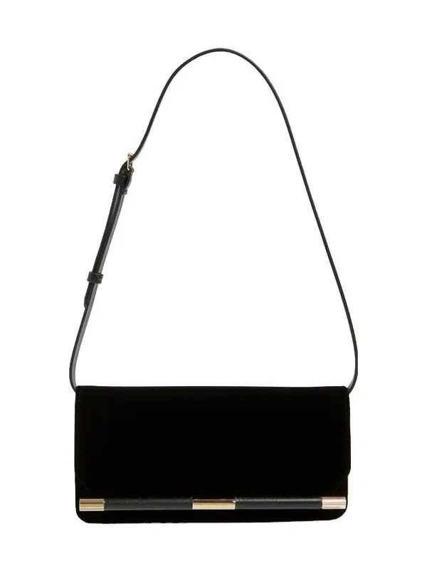 Victoria Beckham Leather Clutch With Adjustable Strap - Black