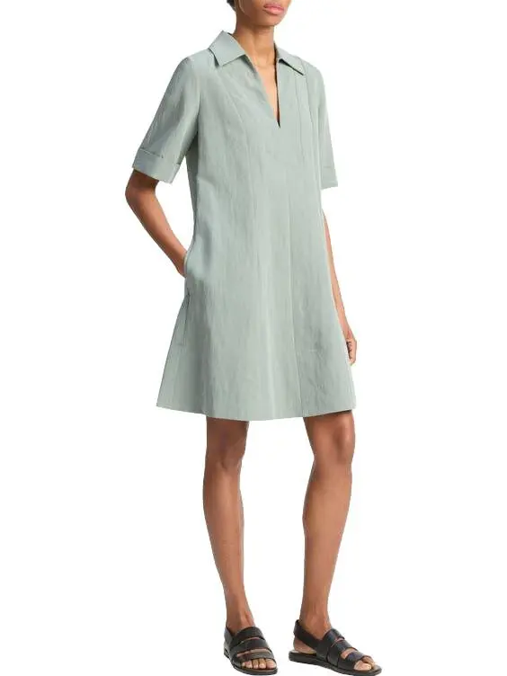 Vince Collared A-line Dress - Clay Sage