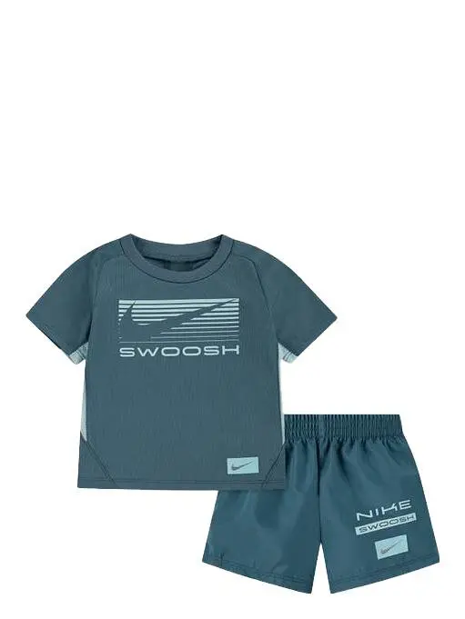 Nike Dri-fit Logo Graphic T-shirt & Shorts Set - Smokey Blue