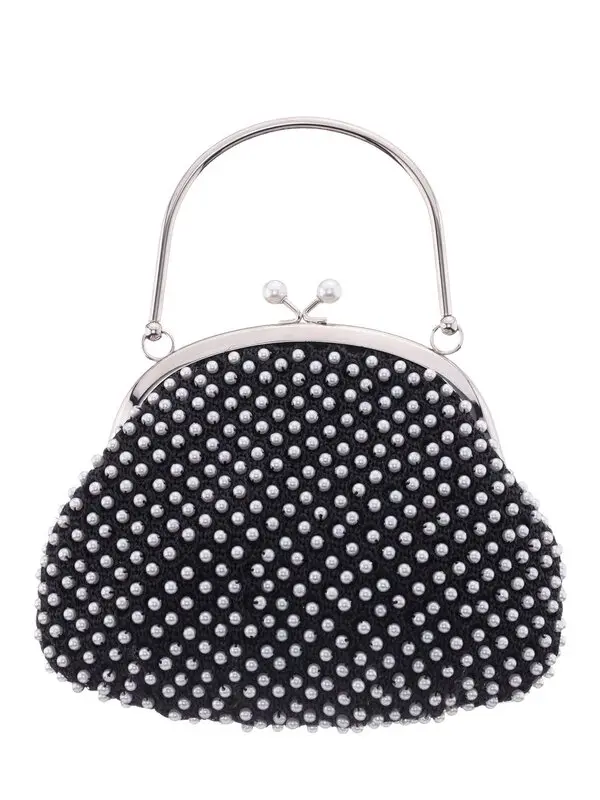 Nina Kym Top Handle Bag - Black/ White Pearl