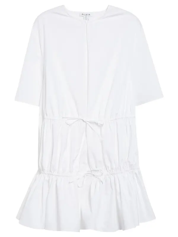 Alaïa Tiered Cotton Poplin Dress - Blanc
