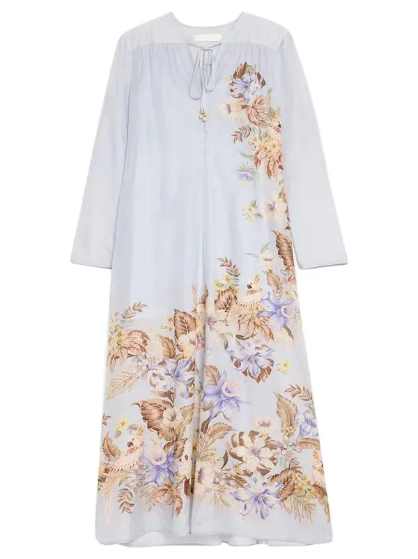 Zimmermann Coco Billow Maxi Dress - Powder Blue Multi Floral