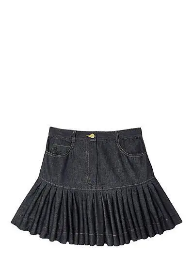 Sandro Ruffle-hem Denim Mini Skirt - Deep Blue