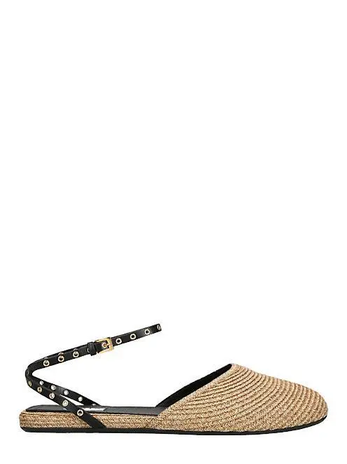 Alaïa Woven Raffia And Leather Espadrilles - Beige Comb