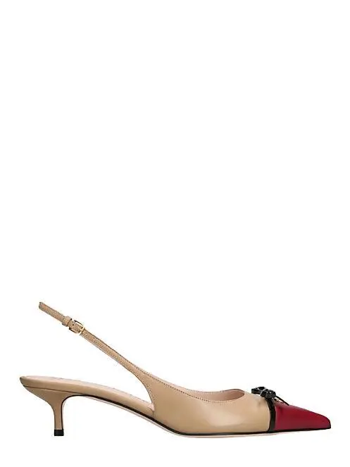 Valentino Garavani Bepointy 45 Slingback Leather Pumps - Tan Comb