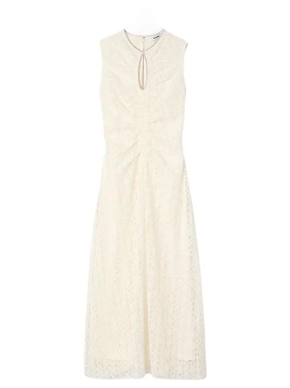 Sandro Rhinestone-embellished Lace Maxi Dress - Ecru