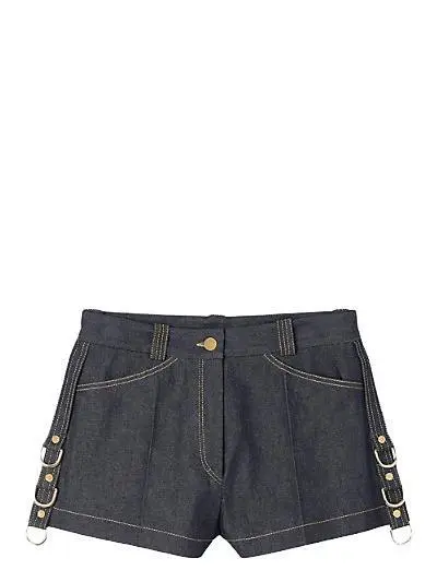 Sandro Ring-embellished Denim Shorts - Deep Blue