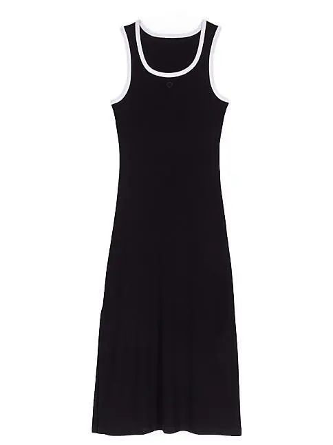 Maje Contrast-trim Cotton-jersey Maxi Dress - Black