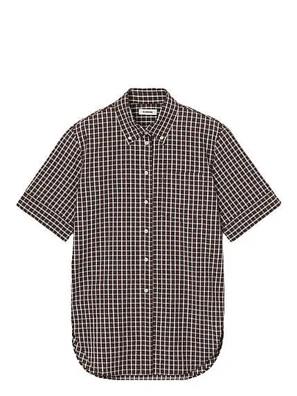 Sandro Oversized Checked Cotton Shirt - Brown