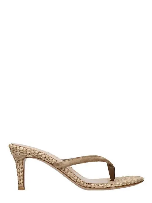 GIANVITO ROSSI Calypso Suede And Raffia Heeled Sandals - Camel