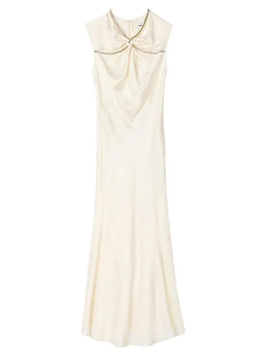 Sandro Rhinestone-embellished Cut-out Maxi Dress - Ecru