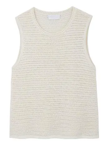 THE WHITE COMPANY Textured-stitch Slim-fit Cotton-blend Knitted Tank Top - Soft White
